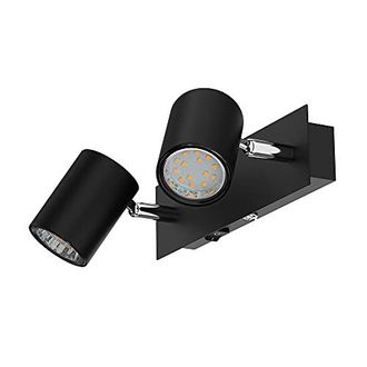 LEDs Com Spot mural WAIKA, à deux flammes, avec interrupteur, noir mat, incl. ampoules LED GU10 227lm blanc chaud chacune