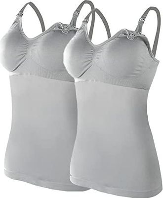Generic Lot de 2 soutiens-gorge pour femme - D&eacute;bardeurs dinfirmi&egrave;re int&eacute;gr&eacute;s - Camisole de maternit&eacute; - Avec 4 coussinets, gris, XL