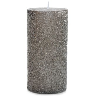 Chic Antique 2 x Stumpenkerze mit Glitzer in Mocca Braun - Rustikale Kerze - Rustic 12/6 cm - 37h