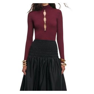 Self Portrait Col roul&eacute;s - Femme - Pulls - Rouge - Taille: 38 FR