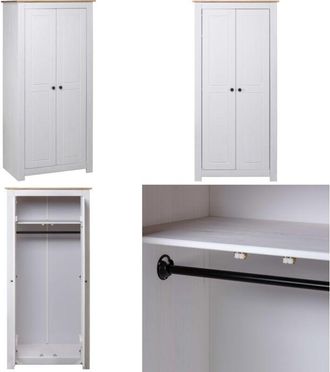 vidaXL Kleiderschrank Weiß 80×50×171,5 cm Kiefer Massiv Panama Serie - Kleiderschrank - Weißer Kleiderschrank - Kiefernholzschrank - Garderobe - Kommode