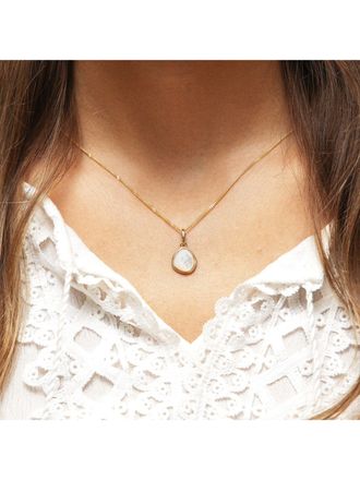 Zeeme Gemstones Halskette Silber 925 vergoldet 45cm lang mit wei&szlig;em Perlmutt