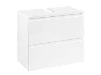 M&ouml;belando Unterbeckenschrank Schrank Waschbeckenunterschrank Badschrank Badezimmer Cleo I (Korpus-wei&szlig;/Front-wei&szlig;-Hochglanz)