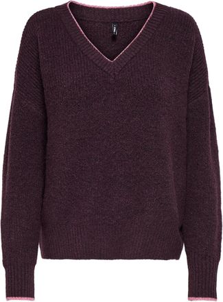Only Damen Onlhavanna Ls Rib V-Neck KNT, Winetasting, XS