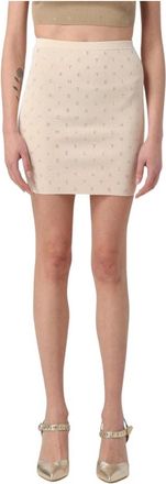 Elisabetta Franchi Femme, Jupes, Beige, Taille: 42 FR Knit Mini Skirt Letter Pattern
