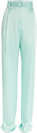 Sally Lapointe High-Rise Belted Straight-Leg Organic Silk Twill Trousers Size M