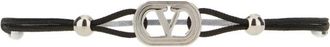 Valentino Garavani Homme, Accessoires, Noir, Taille: ONE Size Bracelet Ovalette avec cordon