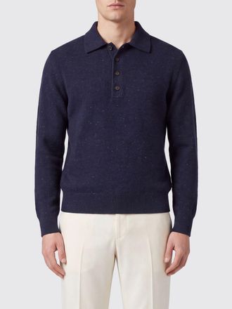 Eleventy Polo en maille de laine &agrave; manches longues avec patte &agrave; 4 boutons