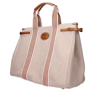 Valentino Garavani Mens Logo Canvas Tote Beige