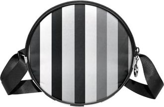 Generic Sac &agrave; bandouli&egrave;re Circle pour femme, noir, blanc, gris, motif ray&eacute;, petit sac &agrave; dos &agrave; bandouli&egrave;re avec fermeture &eacute;clair, bretelles r&eacute;glables, sac &agrave; ma