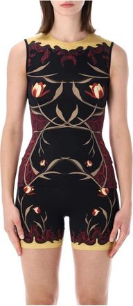 Marine Serre Femme, Sport, Multicolore, Taille: 42 FR Flowers Printed Jersey Second Skin Top