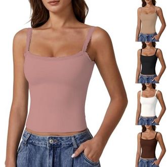 Generic D&eacute;bardeur en dentelle pour femme - &Eacute;l&eacute;gant - Sexy - Crop Tank - D&eacute;bardeur de sport - Sans manches - Spaghetti - Haut serr&eacute; - Haut d&eacute;t&eacute; - Yoga - Stretc