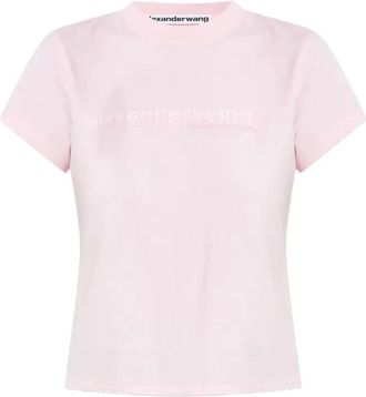 Alexander Wang Femme, Tops, Rose, Taille: 36 FR Shrunken Logo T-Shirt