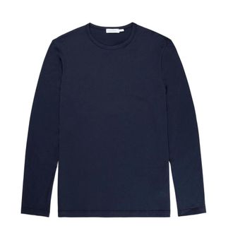 Sunspel Longsleeve Classic Crew - - Tops - Herren - Blau - S