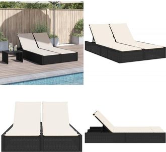 vidaXL Vidaxl - Doppel-Sonnenliege mit Kissen Schwarz Poly Rattan - Doppel Liege - Sonnenliege - Gartenliege - Outdoor Liege - Poolliege - Home & Living