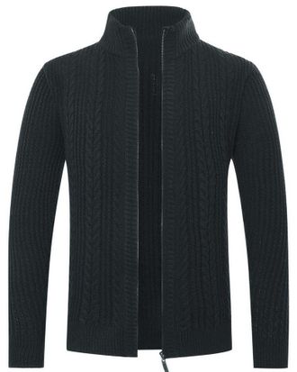 AlltheMen Cardigan Herren Strickjacke mit Rei&szlig;verschluss Grobstrick mit Stehkragen