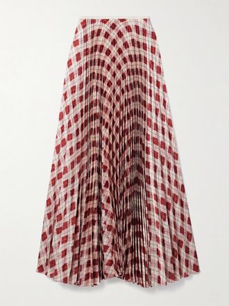 S.S. Daley Kate Plissierter Maxirock Aus Gl&auml;nzendem Twill Mit Karomuster - Rot