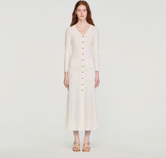 Sandro Robe longue en maille fantaisie