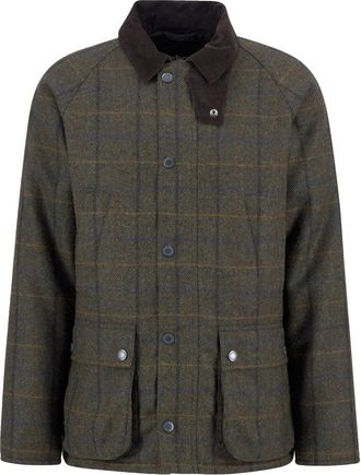 Barbour Wolljacke Bedale mit Cordkragen, Wattierung und Check-Muster in