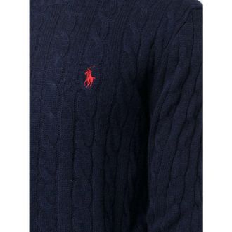 Ralph Lauren Cable-Knit Wool and Cashmere Sweater - Navy