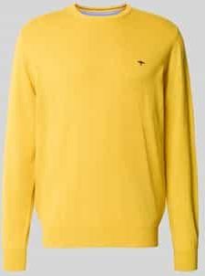 Fynch-Hatton Strickpullover aus reiner Baumwolle mit Logo-Stickerei