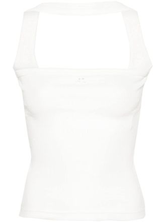 Courrèges haut Hyperbole 90s en maille nervurée - Blanc