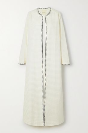 Bouguessa Nour Mantel Gestreiftem Tweed Aus Einer Wollmischung - Wollwei&szlig;