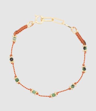 Tityaravy Bracelet Lotus Orange Rubis-Soizite Argent Dor&eacute;