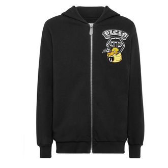 Philipp Plein Homme, Sweatshirts et sweats &agrave; capuche, Noir, Taille: XL Sweatjacket Gothic Duck