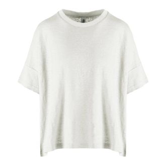 Bomboogie Femme, Tops, Blanc, Taille: 36 FR T-shirt ample en jersey de lin
