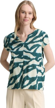 Tom Tailor Damen 1046458 T-Shirt, 38068-Abstract Teal Zebra Print, M