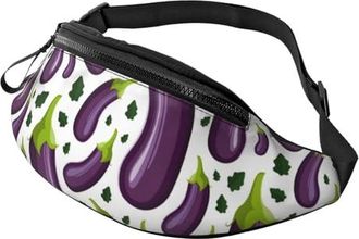 Generic Aubergine Et Feuilles Sac De Voyage Polyvalent Sacs Banane Unisexe Sacoche Ceinture Pour Sorties Vacances Ext&eacute;rieur 14X35Cm