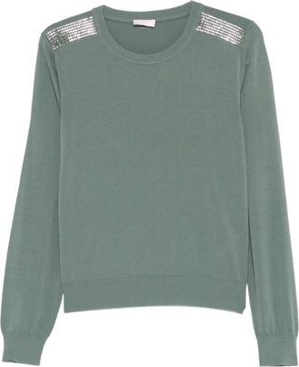 Liu Jo Femme, Pulls, Vert, Taille: 44 FR Pull Orn&eacute;