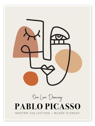 Posterlounge Pablo Picasso One Line Drawing II Poster 50 x 70 cm Beige Wandbilder Wanddeko