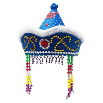 Generic Chapeau de princesse ethnique en forme de yourte de Mongolie pour festival, danse (bleu)