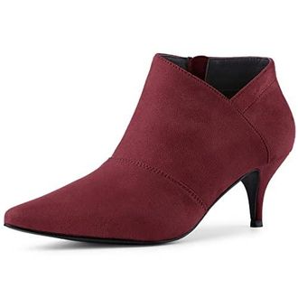 Allegra K Dame Dessus Pointu Chaton Talons Coupé Bottines Bourgogne 40