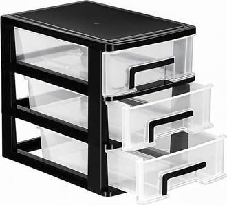 FAVOMOTO Armoire à tiroirs à 3 couches, large boîte de rangement transparente, en plastique, multifonction, pour enfants, jardin, tiroir