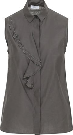 PESERICO draped-detail sleeveless blouse - Braun