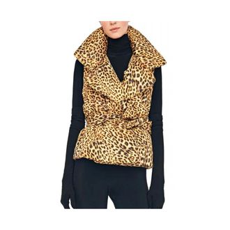 Norma Kamali Femme, Vestes, Brun, Taille: 40/42 FR Cheetah Patch Vest