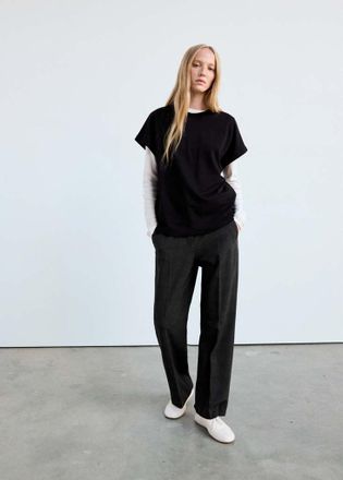 Mango Gerade Hose mit mittlerem Bund schwarz - Damen - 34 - MANGO