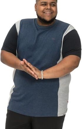 D555 Duke T-shirt &agrave; col rond pour homme Neath Cut and Sew Bleu, bleu, 3XL