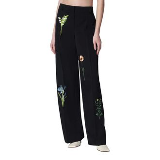 Stella McCartney Femme, Pantalons, Noir, Taille: 34 FR Pantalon Large Droit Taille Basse