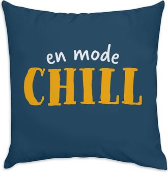 Fabulous Kissen aus blauem Samt - in Form von Chill Urlaub, Haus, Wochenende Entspannung - 40 x 40 cm - samtige Haptik - Bezug und Kissen inklusive