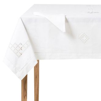 Zenoni & Colombi | Bestickte Tischdecke aus 100% Baumwolle Regina Made in Italy (rechteckig 170 x 260 cm mit 12 Servietten)