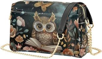 Mnsruu Sacs à bandoulière pour femme, sac à main en cuir avec motif hibou, fleur, papillon