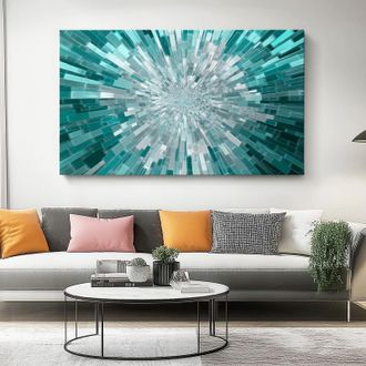 Generic Leinwand Bilder Abstrakte Farbverlaufsquadrate 150 x 50 cm Leinwandbild 1 tlg Kunstdruck Ungerahmt Wandbilder Gro&szlig; Wanddekoration Design Wand Bild Wan