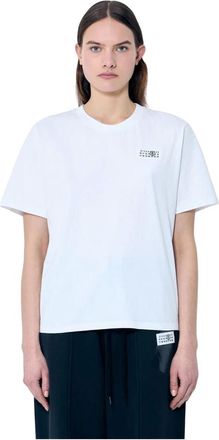 Maison Margiela Femme, Tops, Blanc, Taille: 38 FR Logo Patch T-Shirt