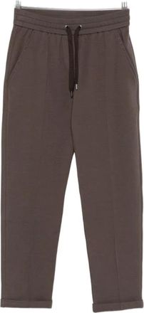 Brunello Cucinelli Femme, Pantalons, Brun, Taille: 36 FR Drawstring Pantalons de surv&ecirc;tement