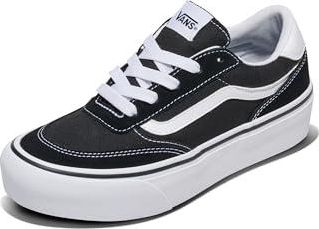 Vans Brooklyn Ls PlatformSneaker pour Femme, Toile en Daim Noir et Blanc, 38.5 EU