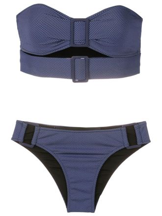 Gloria Coelho bikini bandeau à boucles - Bleu